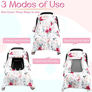 TANOFAR Car Seat Head Support & Car Seat Cover for Baby Girls,Soft Warm Carseat Insert, Double Layers, Watercolor Floral