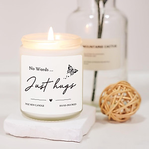 Sympathy Gifts for Loss of Loved One, No Words, Just Hugs Christmas in Heaven Memorial Gifts Candle Gifts, Thinking of You, Get Well Soon, Cheer Up, Bereavement Gifts,Comfort Condolence Candle