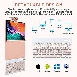 Keyboard Case for New iPad Pro 12.9 inch 2022-6th Generation / 2021-5th / 2020-4th / 2018-3rd Gen, Smart Magic Keyboard - Wireless Detachable - with Pencil Holder -iPad Pro 12.9 Case with Keyboard