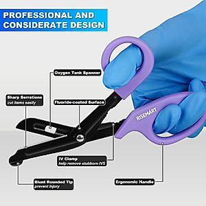 Trauma Shears, RISEMART Medical 7 1/4" Titanium-Bonded EMT Bandage Scissors and LED Pen Light with Pupil Gauge for Surgical Nursing Purposes(Gold and Silver)