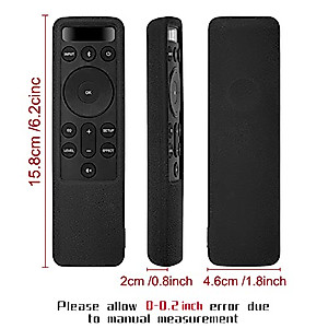 1PCS Protective Silicone Remote Case for Vizio 5.1 2.1 Home Theater Sound Bar Remote, for D21-H D51-H D512-H D510-H D20 Remote Control Shockproof, Washable, Skin-Friendly, Anti-Lost with Loop (Black)