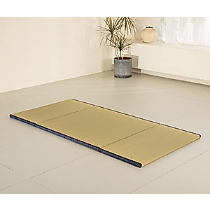 MustMat Tatami Mat Twin XL Japanese Tatami Floor Mattress Rush Grass Tatami Bed with Storage Bag 39 x80 x1.4 in (Blue)