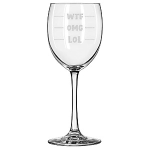 Artisan Owl WTF OMG LOL Keep Pouring - Vino Funny 12oz Stemmed Wine Glass