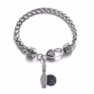 Inspired Silver - Bowling Braided Bracelet for Women - Silver Customized Charm Bracelet with Cubic Zirconia Jewelry