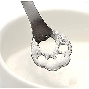 WEKTUNAA 8-Pack Cat Paw Spoon 18/10 Stainless Steel Teaspoons, Sugar, Coffee, Cake, Dessert, Ice Cream Spoon Stirring Spoon, 5.9 inch