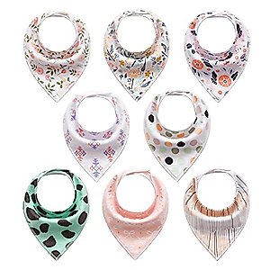 Baby Bibs Bandana Drool Bibs with Teether 4 Pack for Infant, Boys, Girls, Unisex 100% Cotton Drooling Bibs Soft and Absorbent (Bow-knot)