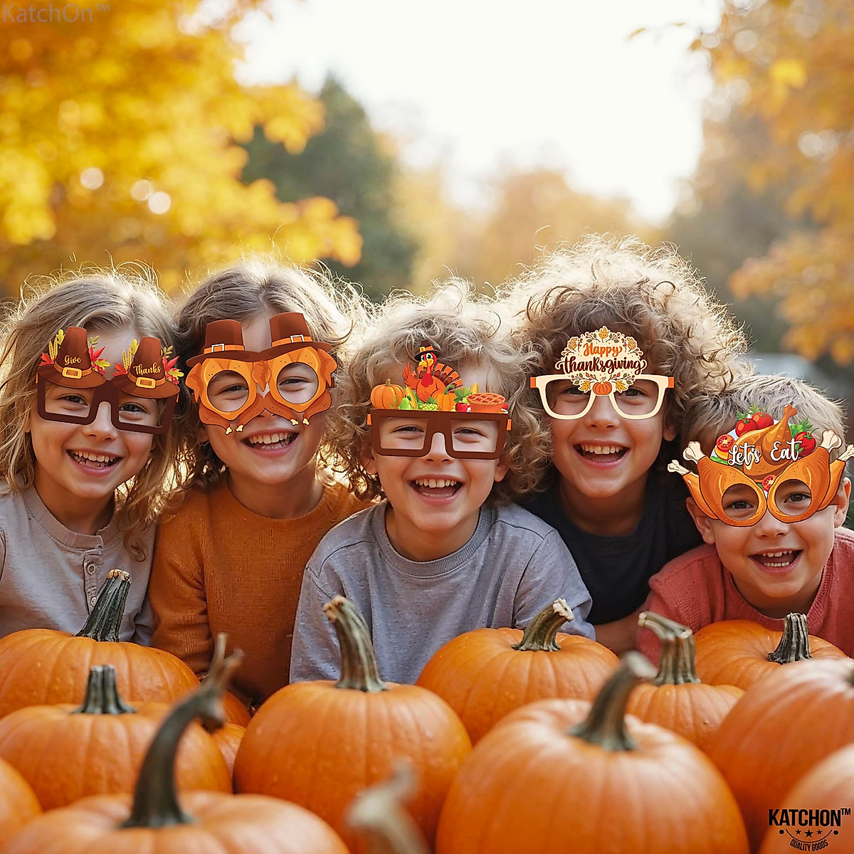 KatchOn, Happy Thanksgiving Glasses - Pack of 12 | Fall Thanksgiving Party Favors for Thanksgiving Party Decorations | Turkey Glasses, Thanksgiving Photo Booth Props | Fall Thanksgiving Decorations