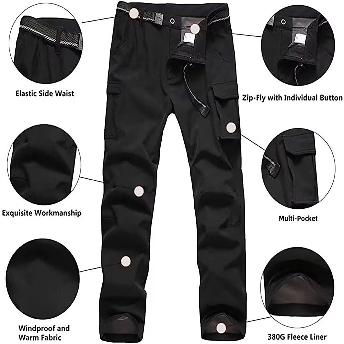 Anyanmoutn Kids Boys Fleece Lined Hiking Pants, Hiking Snow Ski Pants Boys Waterproof Winter Warm Outdoor Insulated Softshell Pants