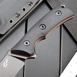 Eafengrow EF124 Fixed Blade Knife 14c28n Steel Blade Coated Black Titanium, G10 Handle Fixed Knife for Outdoor Camping Hunting Survival EDC Tool Knives with Kydex Sheath(Black)