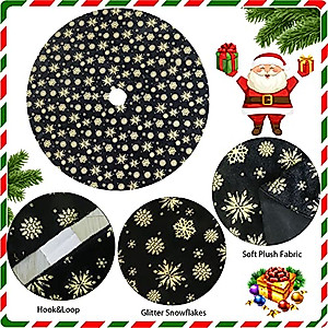 Black Tree Skirts Christmas Decorations 30 Inches Faux Fur Xmas Tree Skirt Rustic Tree Floor Mat Carpets with Snowflakes Small Halloween Tree Skirt for Tabletop Trees Xmas Tree Cover for All Occasions