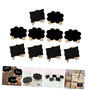 Ciieeo 10pcs Wood Decor Wood Bracket Light House Decorations for Home Miniture Decoration Wedding Signs Home Decor Miniature Holder Label Holders Mini Chalkboard Signs Food Household