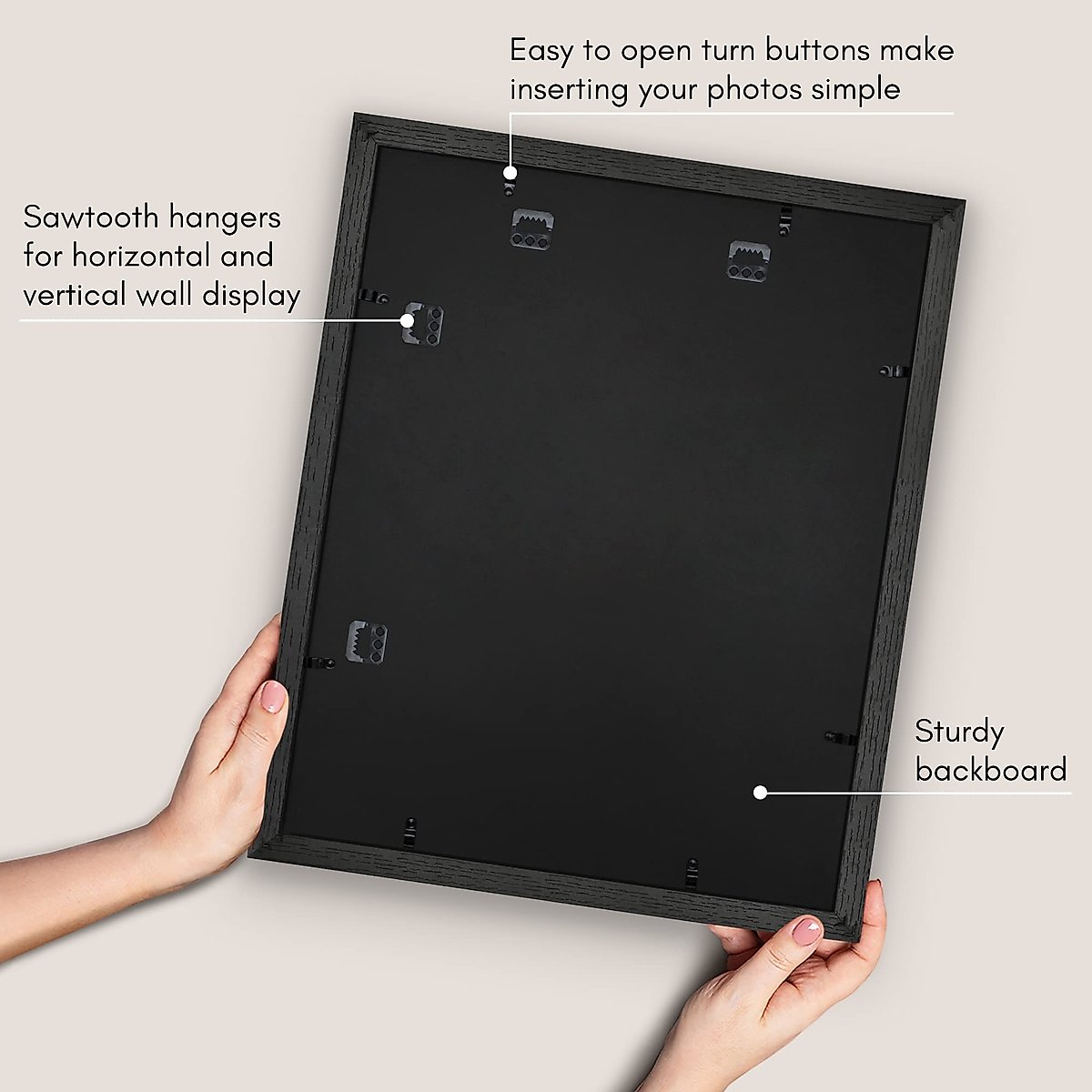 Americanflat 16x20 Picture Frame with Polished Plexiglass - Use as 11x14 Frame with Mat or 16x20 Frame Without Mat - Hudson Collection - Wide Photo Frame for Wall Display - Black