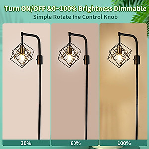BEHIYA Dimmable Farmhouse Floor Lamp for Living Room, 1 Light Rustic Standing Tall Lamp, Modern Bright Floor Lamp, Industrial Standing Lamp for Bedroom, Tall Pole Lamps Office, LED Bulbs Included.