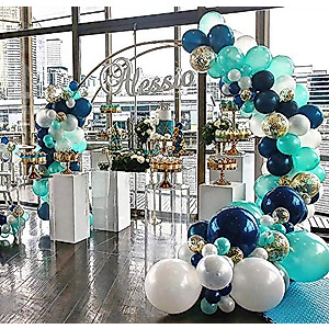 Oopat Tifanny Blue and Dark Teal Balloon Garland Arch Kit for Woodland Baby Shower Bridal Shower Birthday Wedding Balloon Wall Party Backdrop Decoration(Dark Teal)