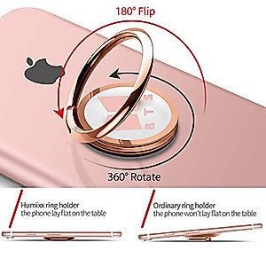 2 Pack Phone Ring Holder Finger Kickstand Universal 360° Rotation Metal Ring Grip for Magnetic Car Mount Compatible with All Smartphone(Grey&Rose)