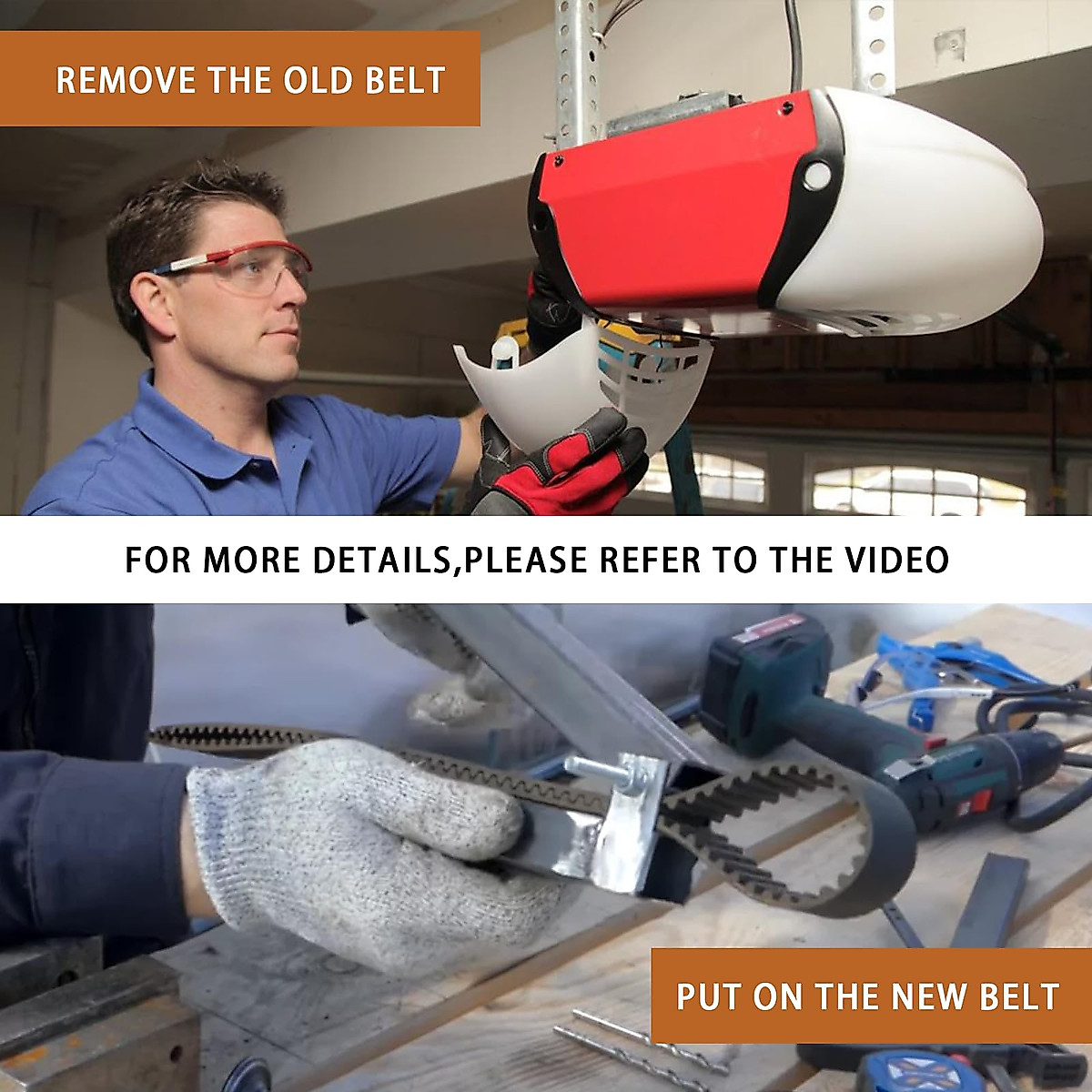 41A5250-2 Drive Belt for 10ft High Garage Doors,308'' Garage Door Openers Belt 041A5250-2,Replacement Belt Compatible with Liftmaster/Chamberlain Belt Drive Garage Door Opener