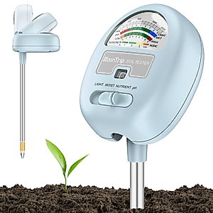 【Upgraded 】 4-in-1 Soil Moisture Meter, Soil Ph Meter, Soil Tester for Moisture, Light,Nutrients, pH,Soil Ph Test Kit, Great for Garden, Lawn, Farm, Indoor & Outdoor Use ，No Battery Required（Blue)