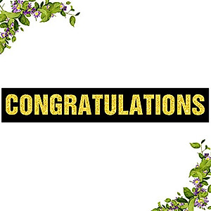 Black Congratulations Large Banner for 2022 Graduation - Wedding - Congrats Grad - We are Engaged - Happy Retirement Bunting Party Indoor Ourdoor Home Decoration (9.8 x 1.6 feet)