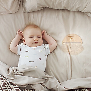 ibwaae Boho Baby Monthly Milestone Cards 7 Double Sided Wooden Milestone Discs from Newborn to 1 Year Photo Prop Announcement Sign Baby Registry Search for Baby Gift