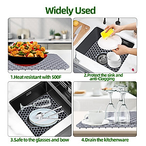 Sink Protectors for Kitchen Sink, 2PCS Kitchen Sink Mats Silicone Sink Protector, Sink Mats Grid for Kitchen Bottom of Farmhouse Stainless Steel Porcelain Sink 13.58 ''x 11.6 ''