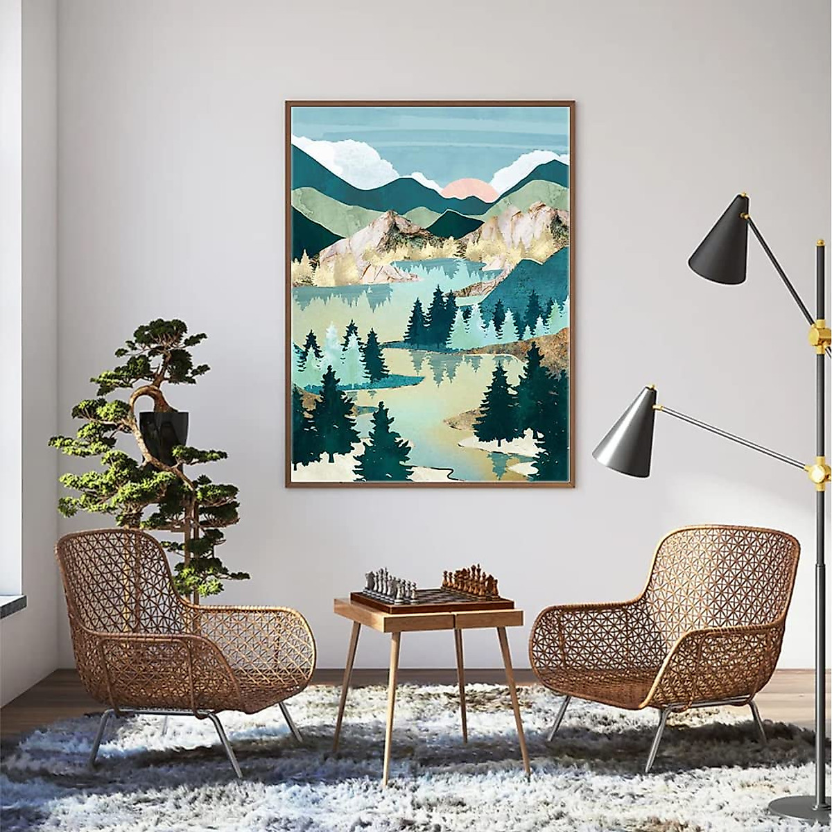 OFRKE Diamond Painting Mountain and Sun Kit,Diamond Art Kits for Adults and Kids,Abstract Scenery Paint with Diamonds Round for Gift,Home Wall Decor 12"x16"