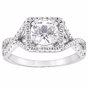 La4ve Diamonds Beyond Brilliance Square Frame 2.50 Carat Round Cubic Zirconia Halo Engagement Ring Sterling Silver | Fashion Jewelry for Women | Gift Box Included (Size 6)