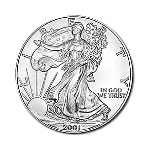 2001 American Silver Eagle .999 Fine Silver Dollar Uncirculated US Mint with Our Certificate of Authenticity
