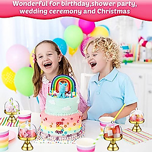 24 Pieces Plastic Mini Cake Stand with Dome Cover Chocolate Candy Cupcake Containers Dessert Display Plate with Dome Cover for Birthday Wedding Holiday Party Supplies (Gold, Transparent)