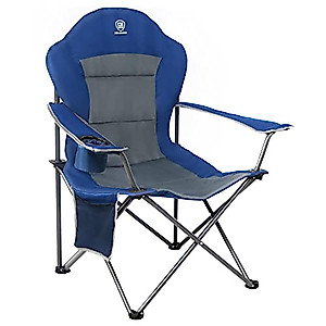 EVER ADVANCED High Back Folding Camping Chair Oversized and Fully Padded, Portable Quad Camp Lawn Chair Up to 300 lbs, with Cup Holder Armrest Carrying Bag
