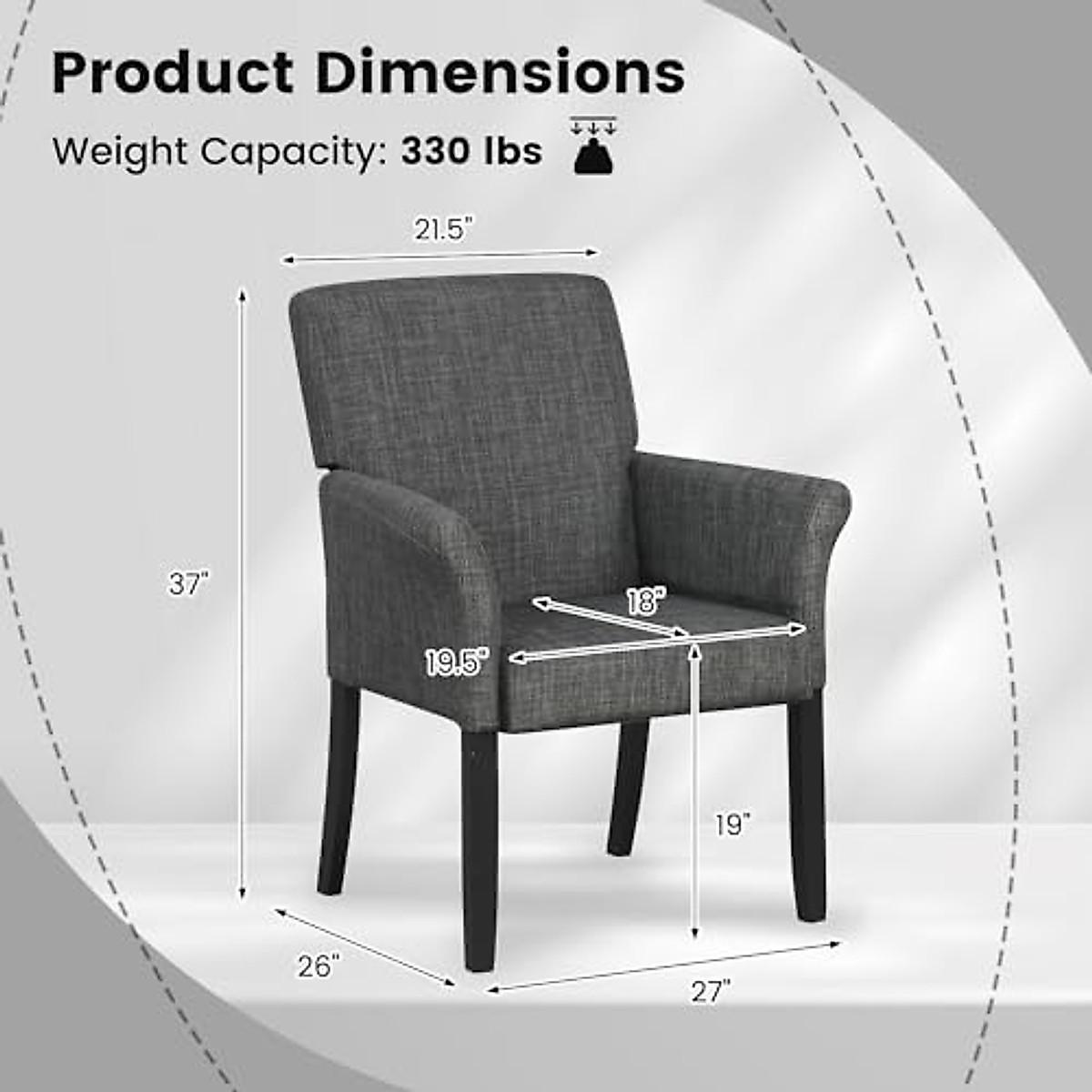 Giantex Office Waiting Room Chairs, Set of 2 Fabric Executive Guest Chair, Upholstered Reception Chair with Padded Arms, Backrest, Wood Legs, Guest Chairs for Meeting Room, Dining Room