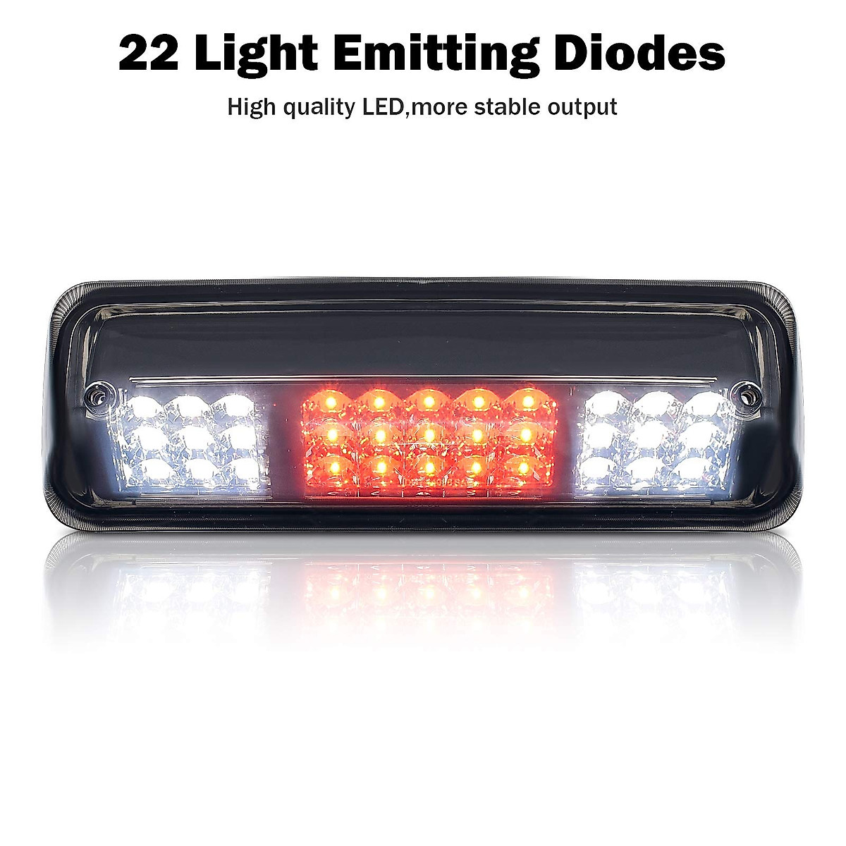 nifeida High Mount 3rd Brake Light for 2004-2008 Ford F150, 2007-2010 Ford Explorer, 2006-2008 Lincoln Mark LT 22LEDs Waterproof Wedge Center Tail Light Heavy Duty Third Stop Light Cargo Lamp