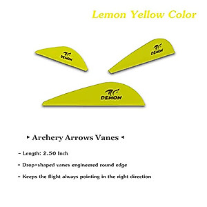 Letszhu Arrows Vanes 2.5 Inch Plastic Fletches Vane DIY Archery Arrow for Hunting Targeting (39 Pack) (Lemon Yellow)