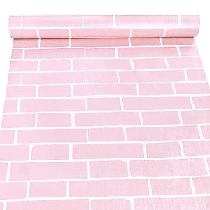 HOYOYO 17.8 x 118 Inches Self-Adhesive Liner Paper, Removable Shelf Liner Wall Stickers Dresser Drawer Peel Stick Kitchen Home Decor, Pink Brick