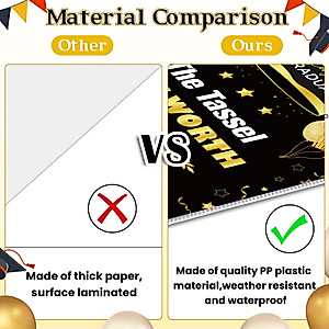 Jumbo Graduation Greeting Card 25 x 16 inch Giant Class of 2024 Graduation Guest Book Black Gold Congrats Graduate Gift The Tassel Was Worth The Hassle Signature Card for Graduation Party Decorations