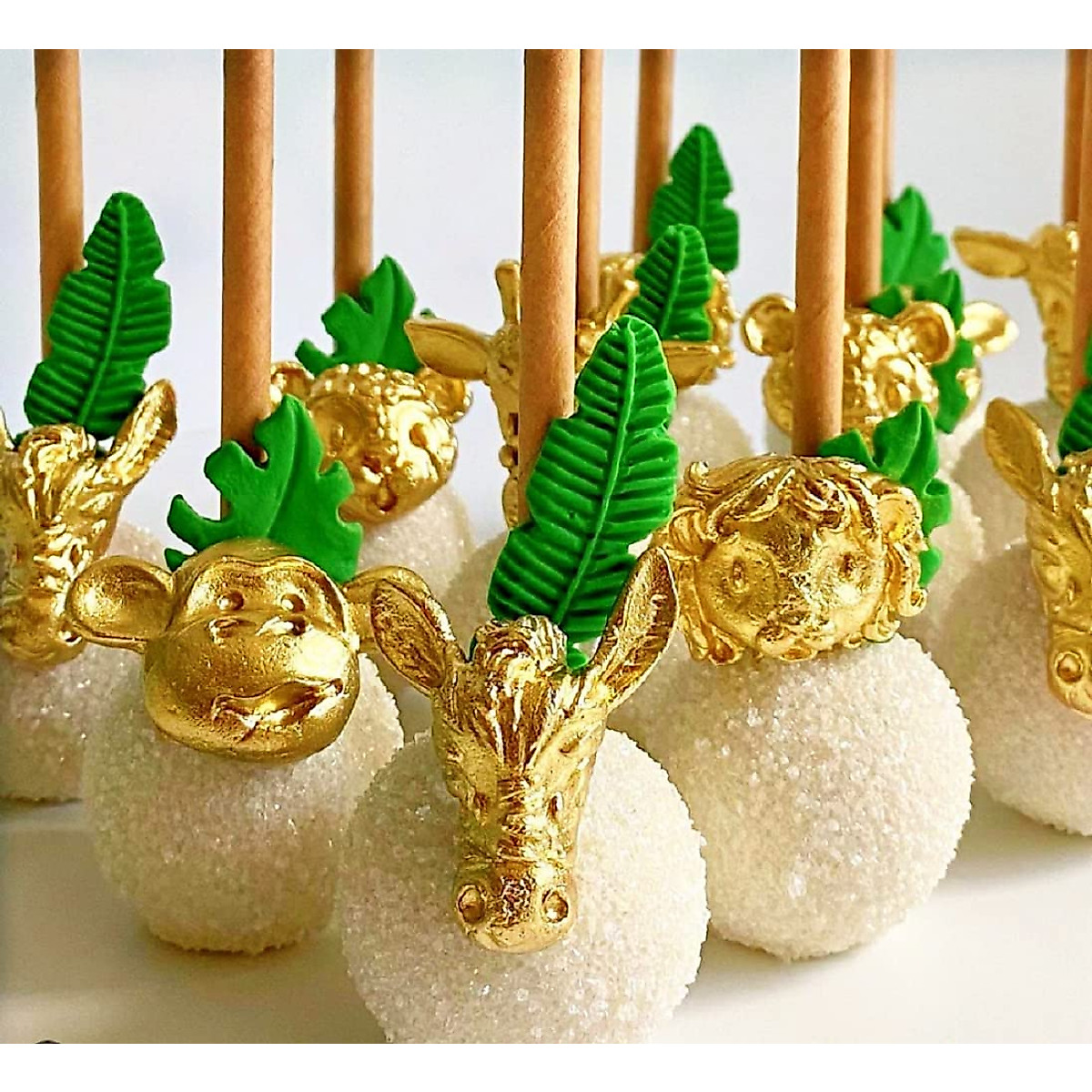 JeVenis 2 PCS Jungle Safari Animal Cake Mold Jungle Safari Animal Cupcake Decoration Jungle Safari Animal Cake Decoration Palm Leaves