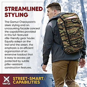 Vertx Gamut Checkpoint Mens Tactical Backpack 25L Large Molle Laptop Rucksack for Travel, Work, Outdoor, Utility Gear Bag, It's Black