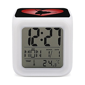 Ballet Dancer Heart Alarm Clock 7 Colors Digital Clock Cute Bedside Clock for Home Office Decor
