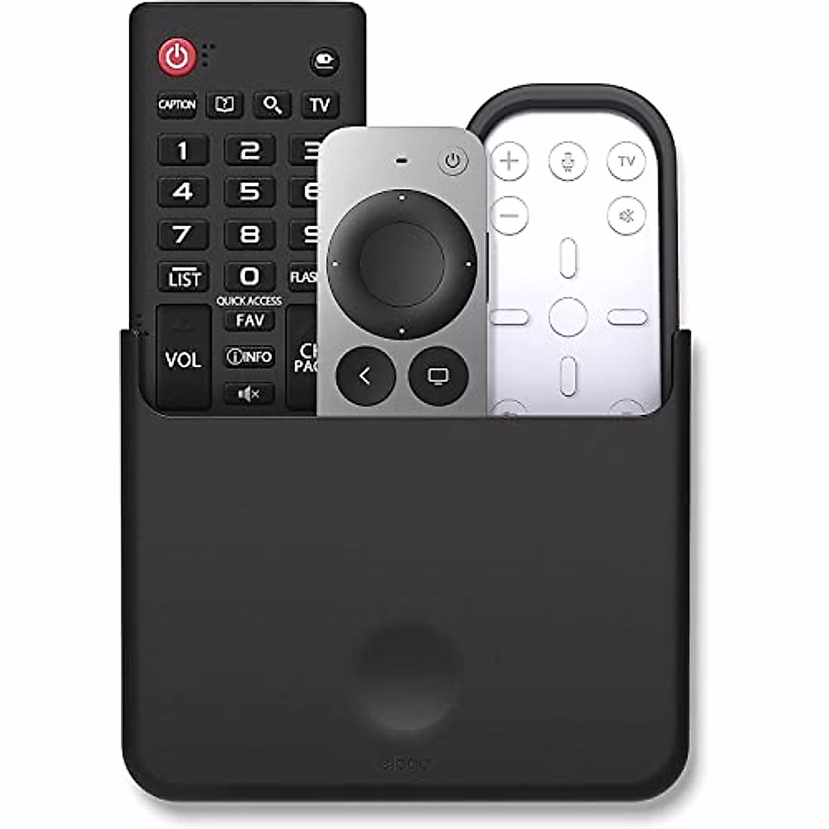 elago Universal Remote Holder Mount Compatible with Apple TV Remote and All Other Remote Controls - Adhesive Tape or Screw Mounting Options, Available Wired Charging [Large] [Black]