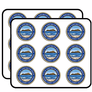 Huntington Beach City Seal - Logo California ca oc surf Surfer Sticker for Scrapbooking, Calendars, Arts, Album, Bullet Journals 2" 18 Pack
