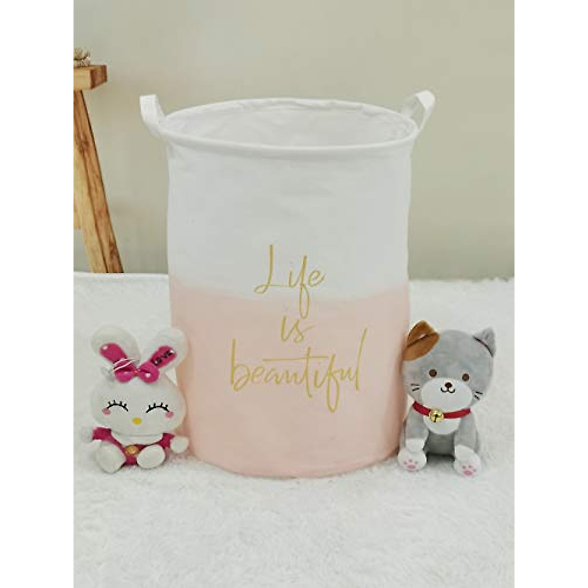 ELIVHINE Storage Baskets Waterproof Foldable Organizer Large Storage Bins for Dirty Clothes Home and Office Toy Organizer Laundry Hamper (Pink gradient)