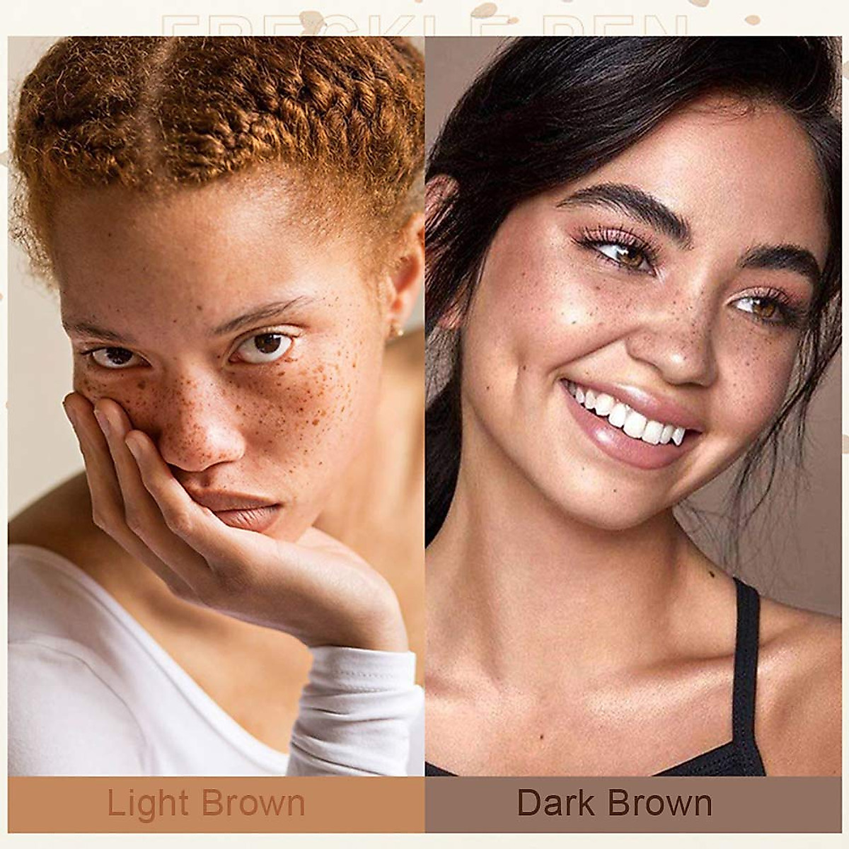 Natural Freckle Pen - 2Pcs for Different Color, Light Brown & Dark Brown, Long Lasting Waterproof Neutral Lightweight Freckle Makeup Tool