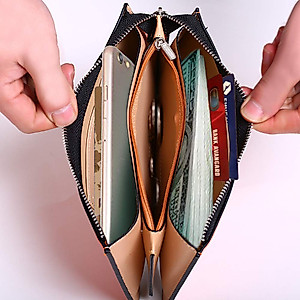 Bonaweite Women's Wristlet Clutches Leather Wallet Purse Cards Holder Red