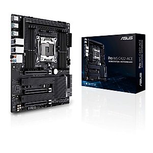 ASUS Pro WS C422-ACE, Intel® Xeon® W workstation Processors, ATX Workstation motherboard with 14 power stages, triple M.2, dual U.2, dual Intel LAN, DDR4 ECC memory support, and ASUS Control Center Ex