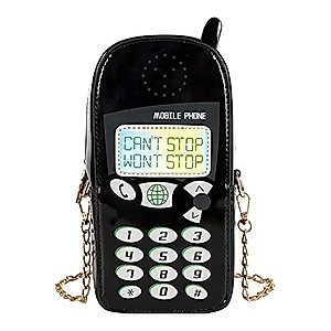 KUANG! Women Cute Digital Mobile Phone Shaped Shoulder Bag Funny Crossbody Bag Pu Messenger Chain Purse for Girls
