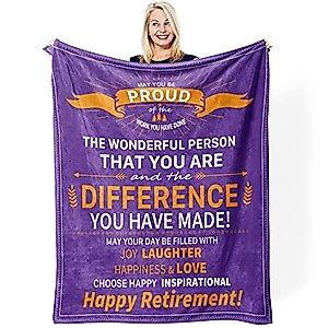 2023 Retirement Blanket Gift for Him & Her - Happy Retirement 60"x50" Soft Throw - Perfect for Nurses, Police, Teachers, Colleagues, Bosses & Parents.