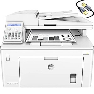 HP Laserjet Pro MFP M227fdn All-in-One NFC Ethernet Monochrome Laser Printer, White - Print Scan Copy Fax - 30 ppm, 1200 x 1200 dpi, 8.5 x 14, 35-Sheet ADF, Auto 2-Sided Printing, Cbmou Printer Cable
