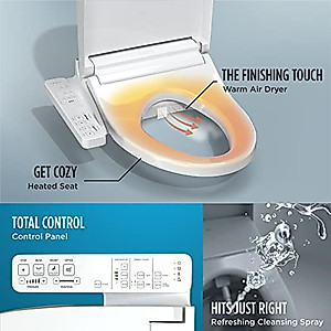 TOTO WASHLET KC2 Electronic Bidet Toilet Seat with Heated Seat and SoftClose Lid, Elongated, Cotton White - SW3024#01, KC2Elongated