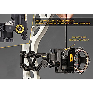 Trophy Ridge React H4 Bow Sight - 4 Pin Sight, Tool Less Windage and Elevation Adustability, 2nd Axis Leveling, Adjustable Click Light, Black