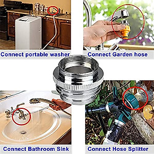 Faucet Adapter Faucet to Hose Adapter - Multi-Thread Garden Hose Adapter with Gaskets, Kitchen Sink Faucet Adapter to Garden Hose, Brass Aerator Adapter for Female to Male and Male to Male (2 pack）