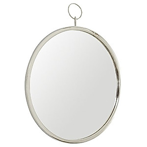 Amazon Brand – Rivet Round Glass Hanging Wall Mirror, 30 Inch Height, Silver Finish